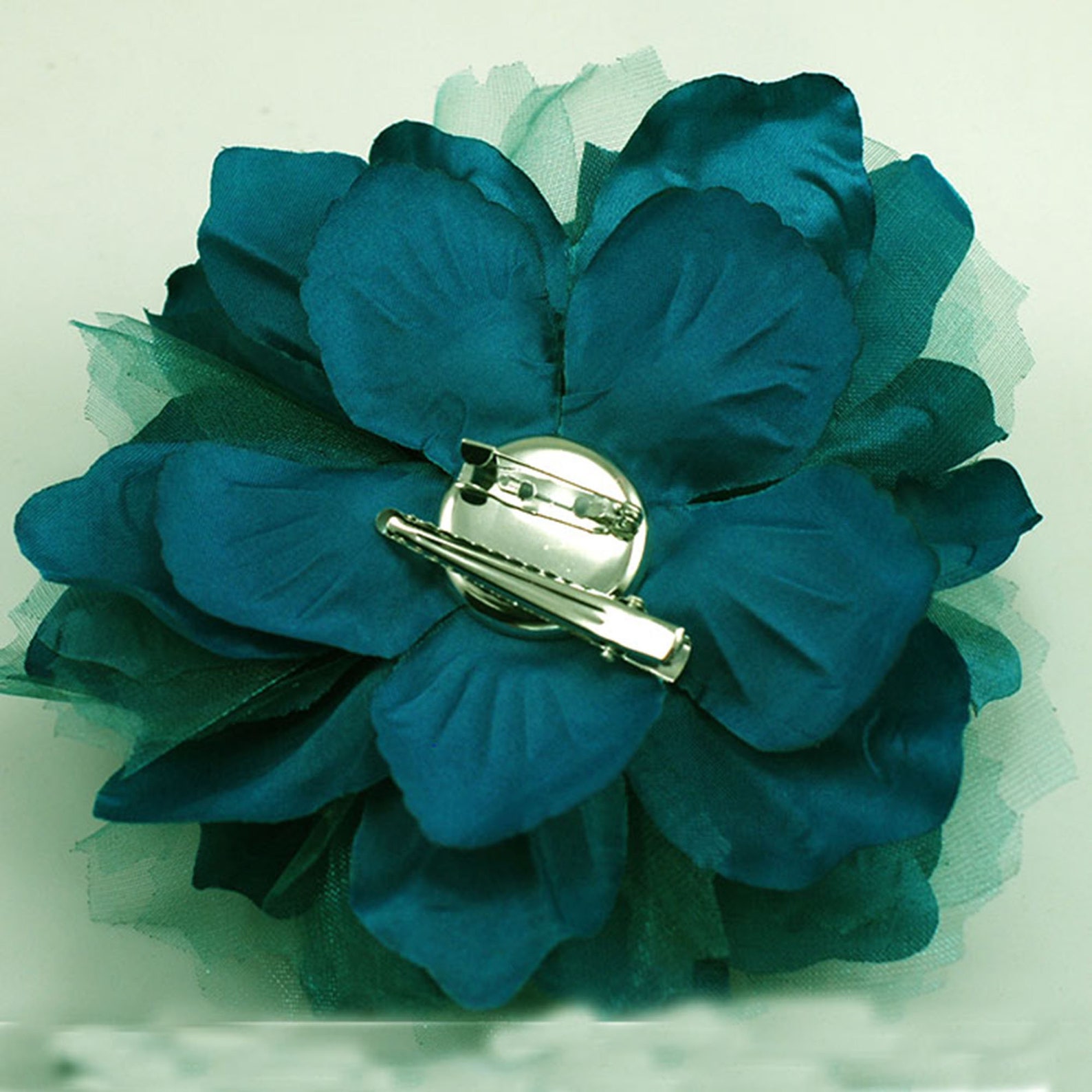 Large Teal Color Flower With Pin Back - Etsy