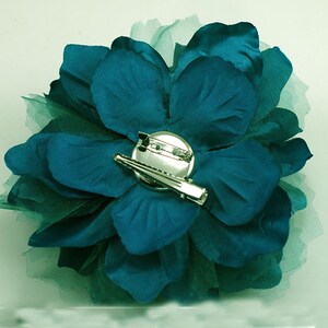 Large Teal Color Flower With Pin Back - Etsy