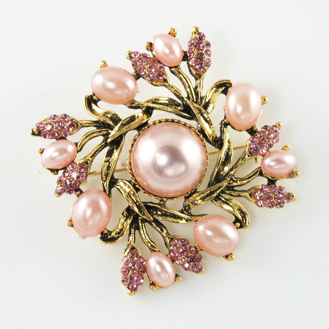 Pink Pearl Brooch - Etsy