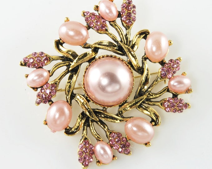 Pink Pearl Brooch - Etsy