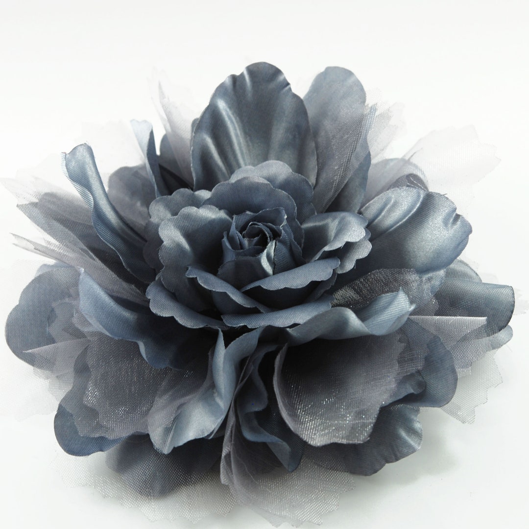 Large Gray Color Flower With Pin Back - Etsy