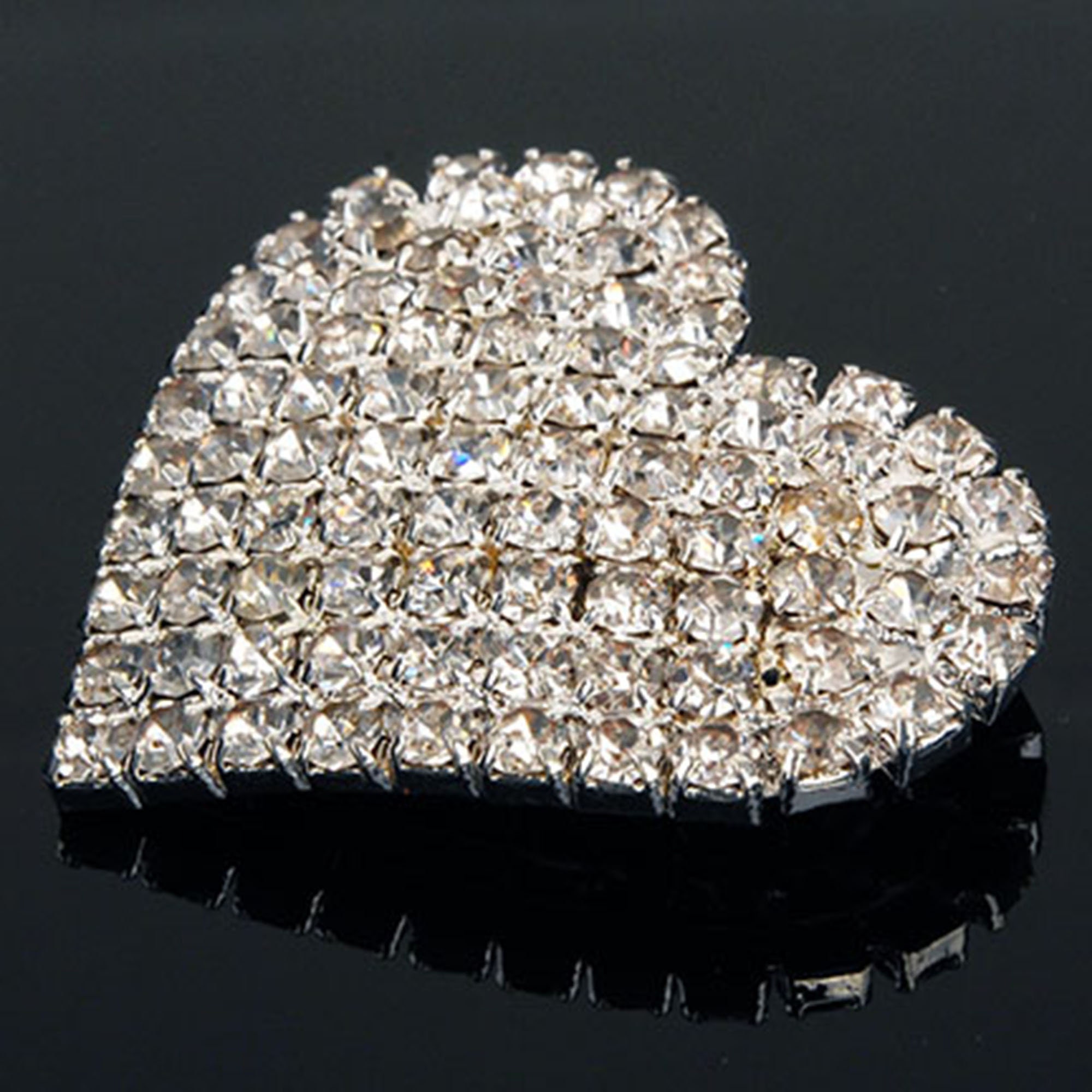 Rhinestone Heart Brooch - Etsy