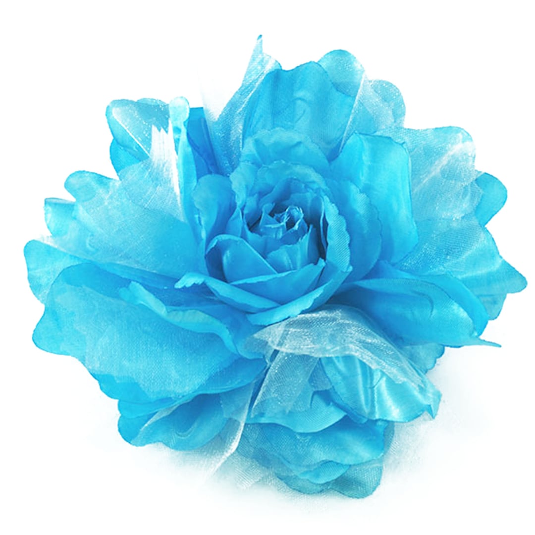 Large Aqua Blue Flower With Pin Back - Etsy
