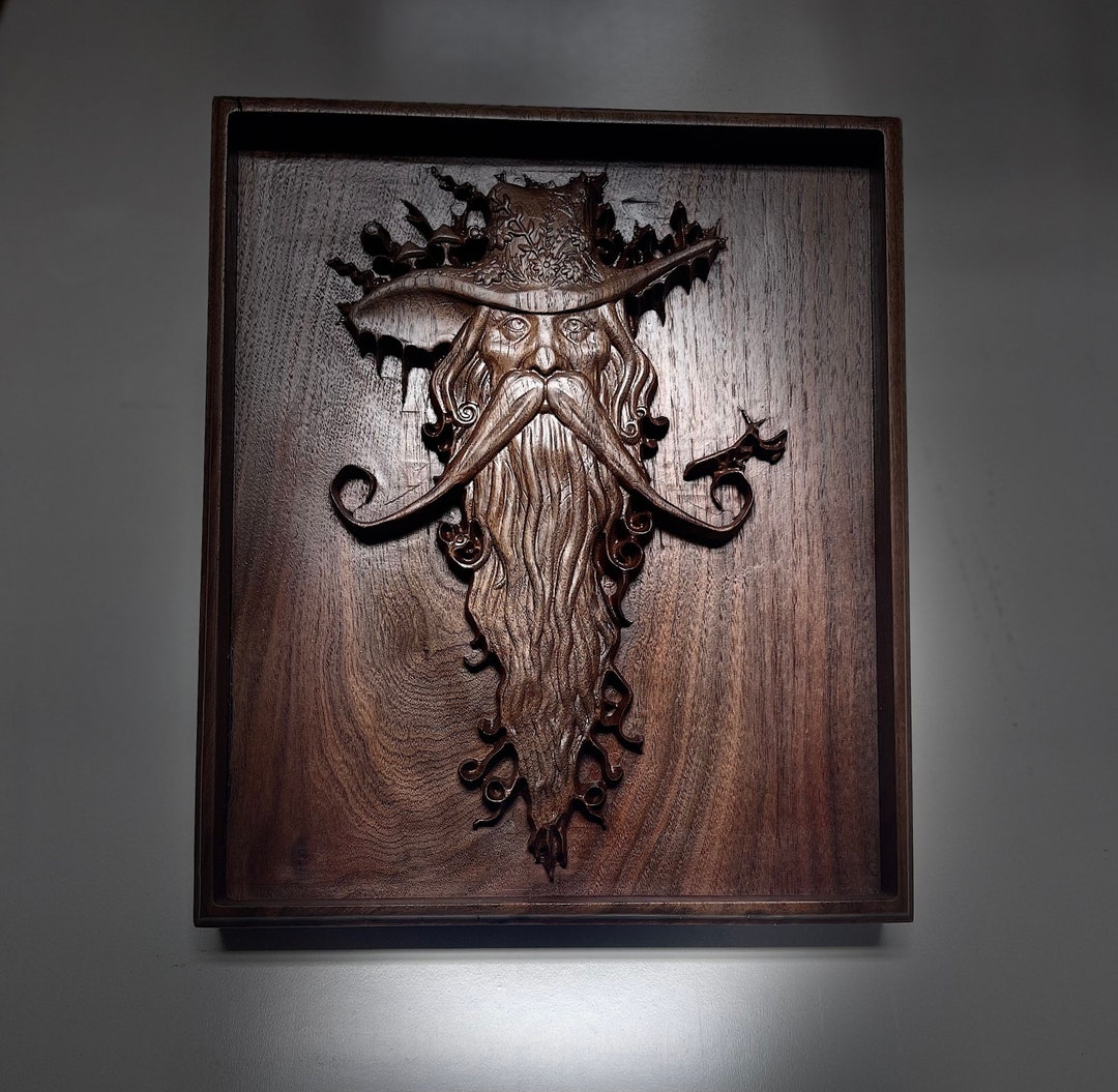 3D Wizard Wall Art on Solid Walnut Wood - Etsy