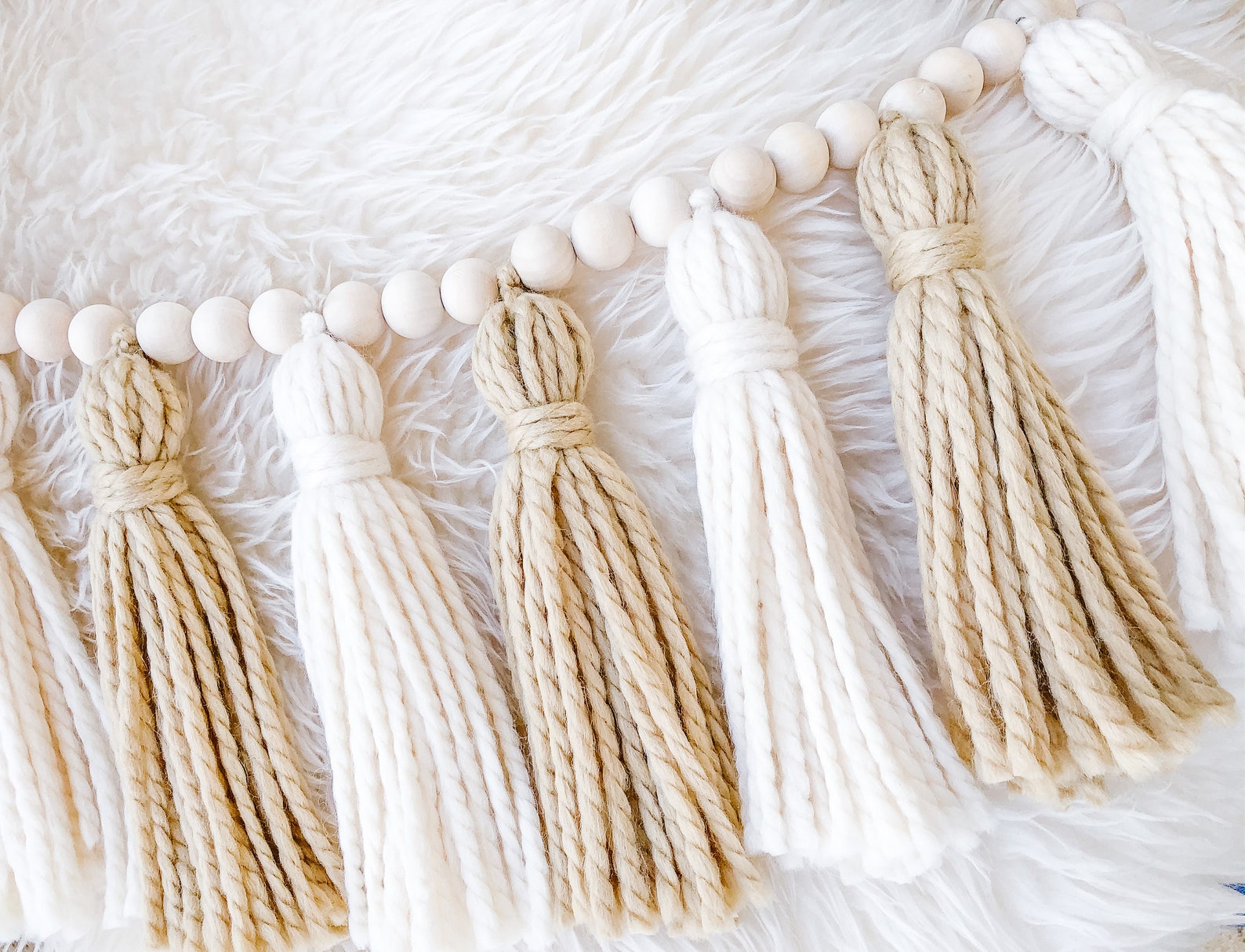 Camel & Cream Tassel Garland - Etsy