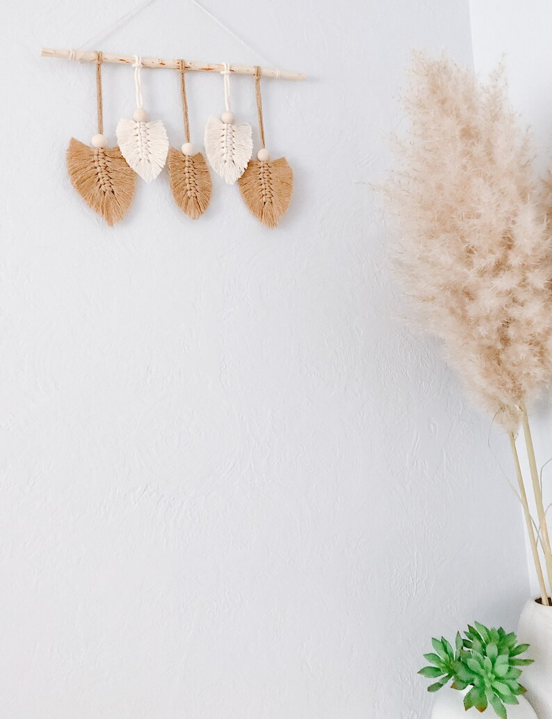 Custom Macrame Feather Hanging 5 Feathers | Etsy