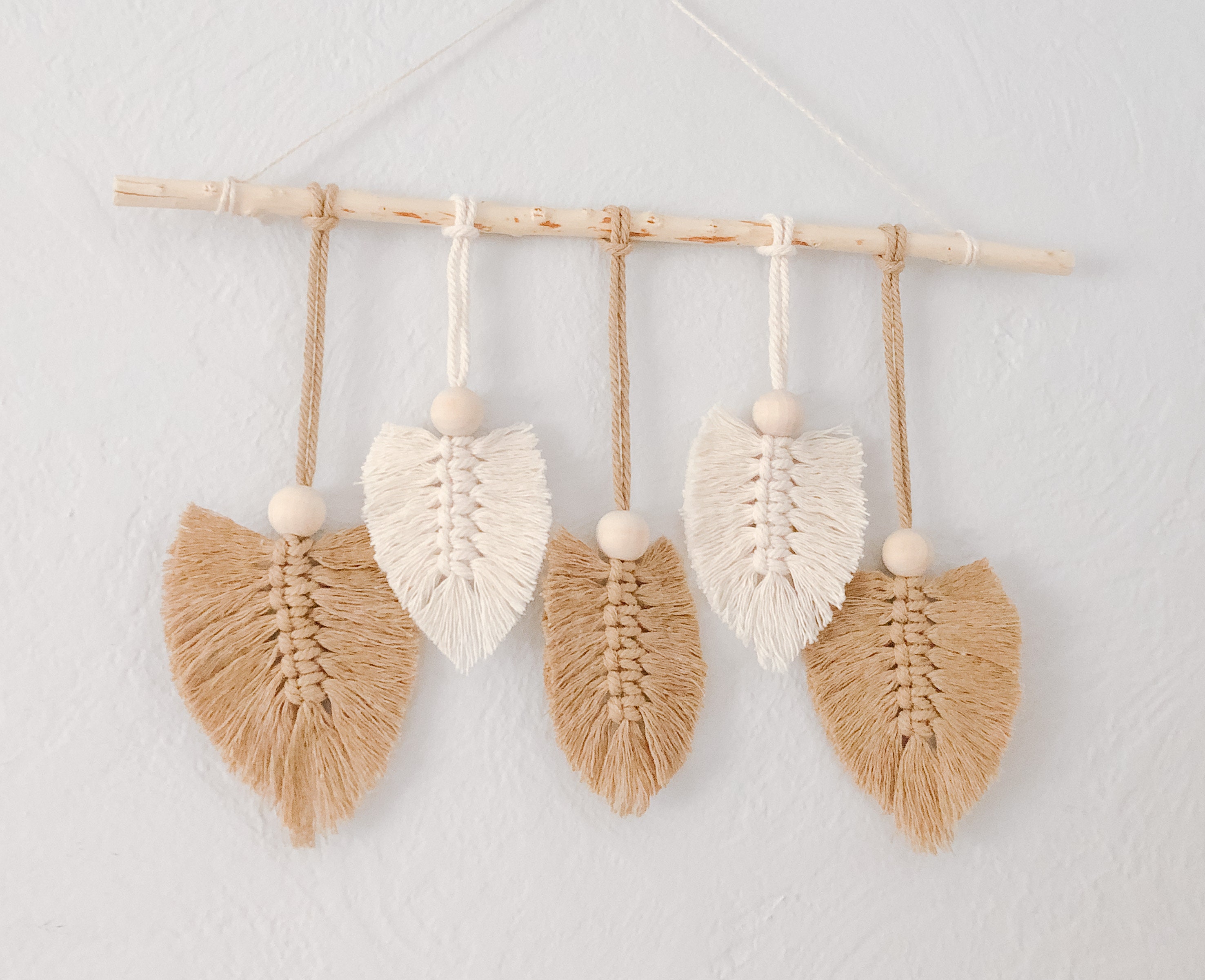 Custom Macrame Feather Hanging 5 Feathers | Etsy