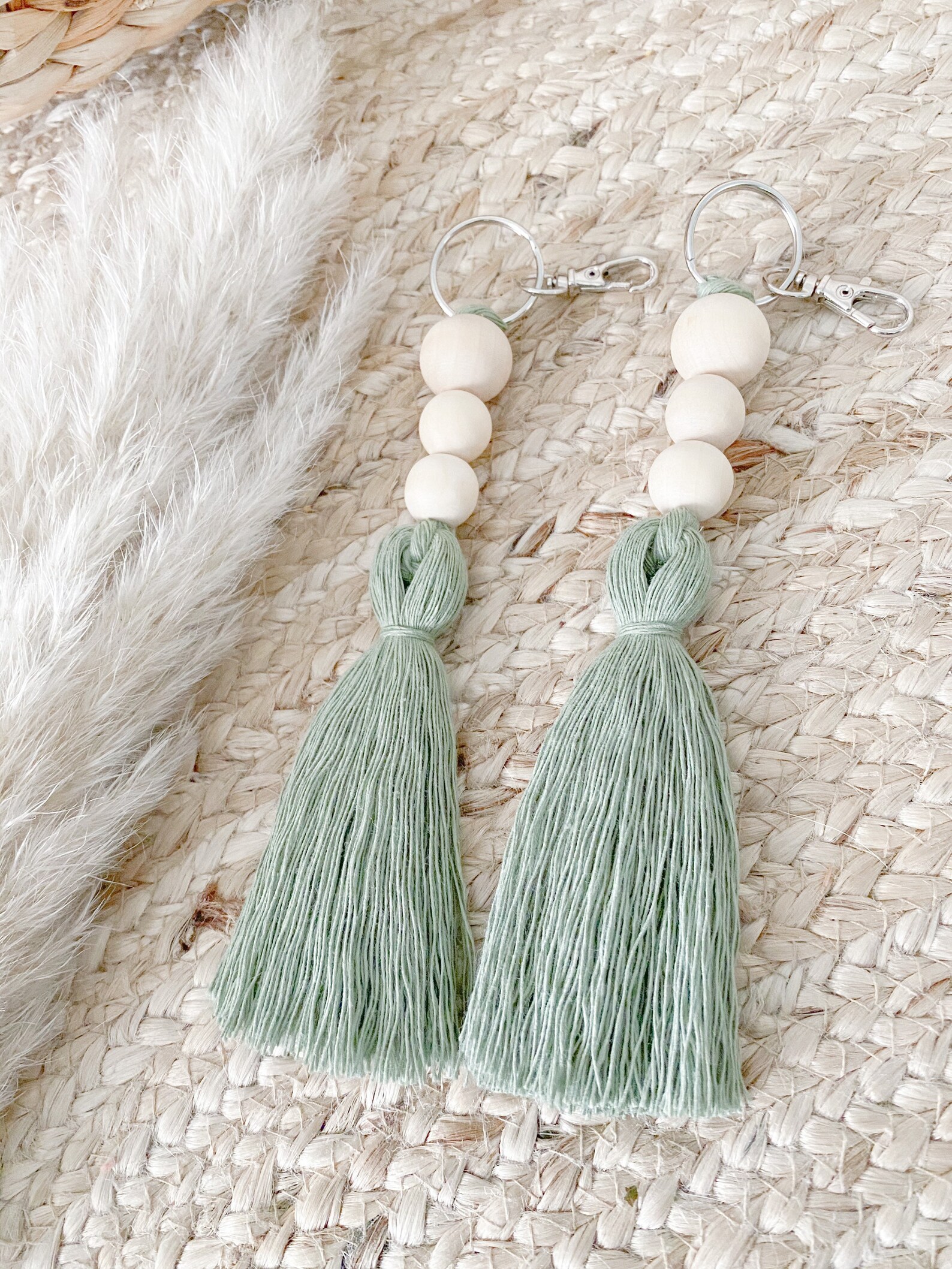 Wooden Bead Tassel Keychains - Etsy