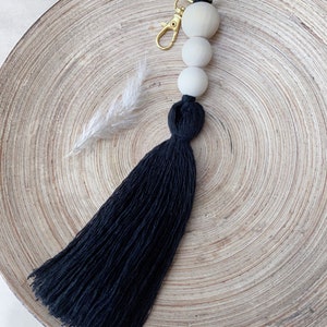 Wooden Bead Tassel Keychains - Etsy