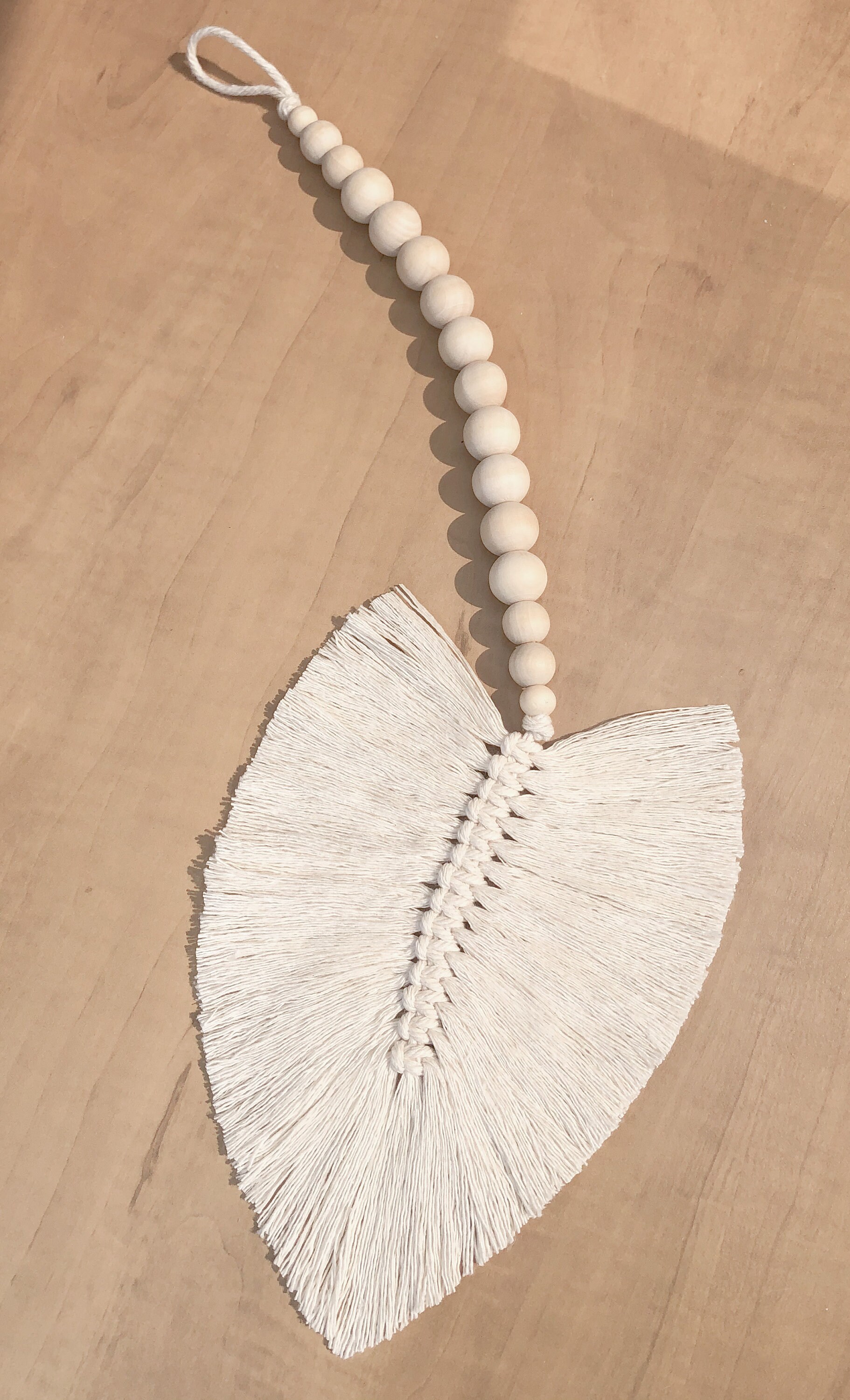 Large Macrame Feather on Wooden Bead String - Etsy