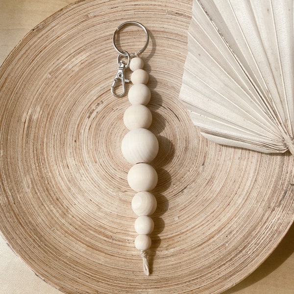 Wood Bead Keychain - Etsy