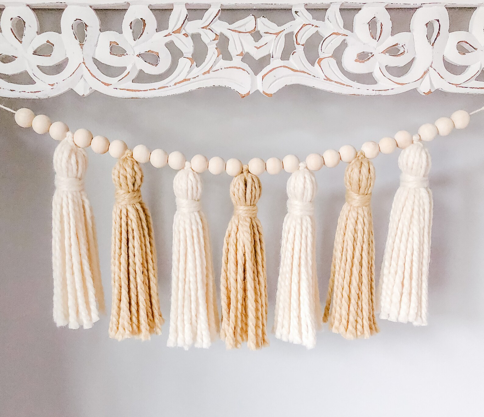 Camel & Cream Tassel Garland - Etsy