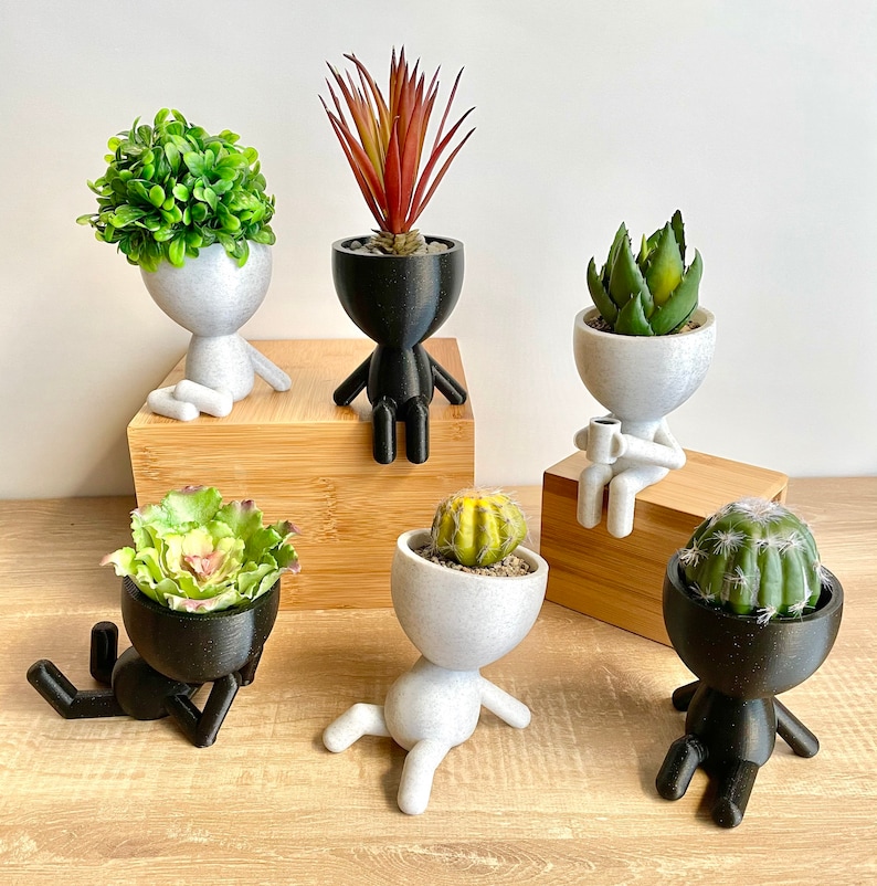 Little People Plant Pots Set of 6, Cute Planter Wit Drainage, Succulent ...