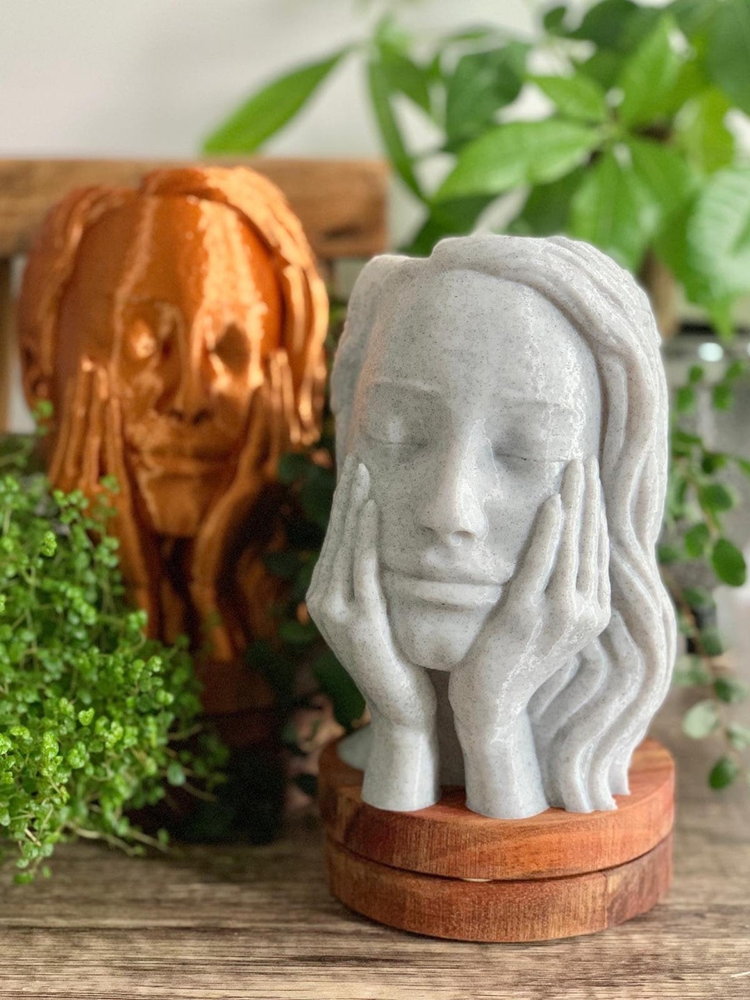 Head Planter Wall, Wall Planter, Woman Planter Art Deco, Girl Face Head ...