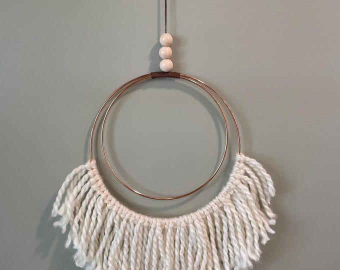 Handmade Boho Stacked Hoops Wall Hanging, Boho Gold Hoop Yarn Wall ...