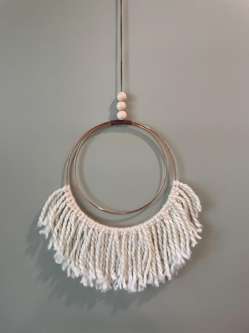 Handmade Boho Stacked Hoops Wall Hanging, Boho Gold Hoop Yarn Wall ...
