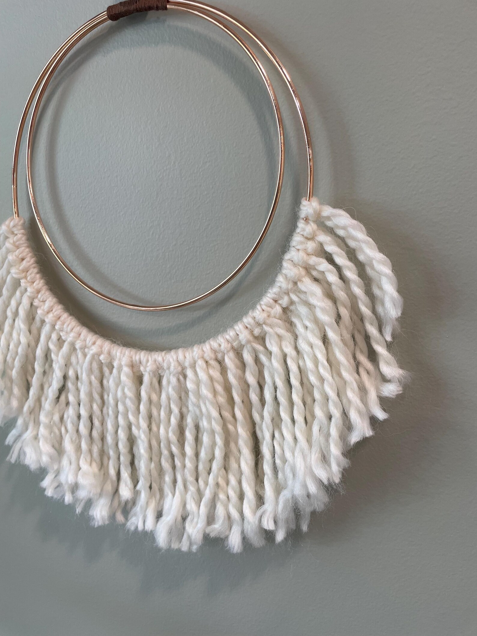 Handmade Boho Stacked Hoops Wall Hanging, Boho Gold Hoop Yarn Wall ...