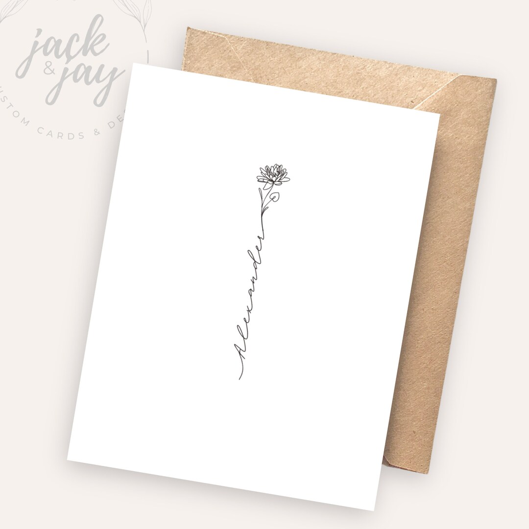 Card for July Birthday Birth Month Flower, Custom Name, Personalized ...