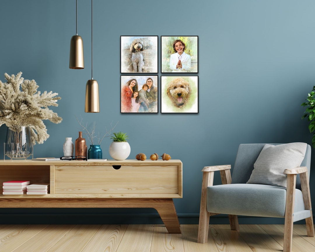 Custom Portrait Tiles From Photos, Portrait, Digital Watercolor ...