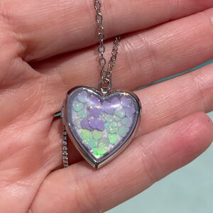 Girls Sparkly Purple Heart Locket, Silver and Purple Heart Locket ...