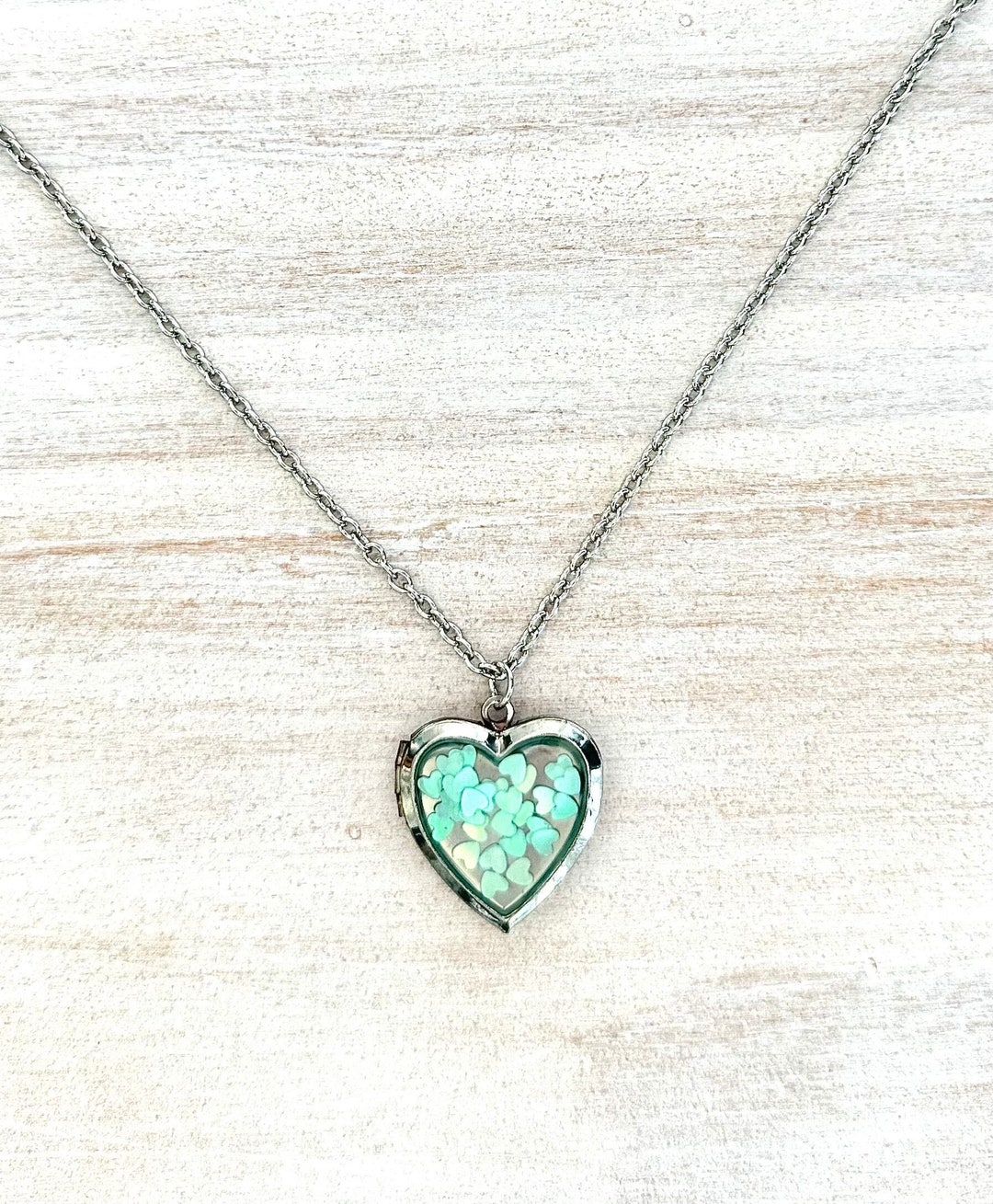 Girls Heart Shaped Locket, Heart Locket Necklace, Silver Heart Shaped ...
