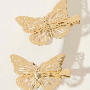 Pretty Gold Butterfly Hair Clips Butterfly Hair Accessories - Etsy