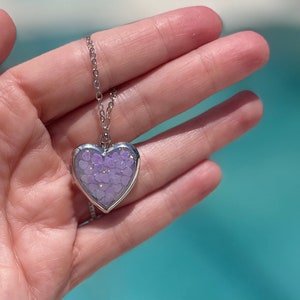 Girls Sparkly Purple Heart Locket, Silver and Purple Heart Locket ...