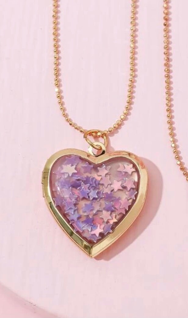 Purple and Gold Heart Shaped Star Locket Purple Heart Locket - Etsy