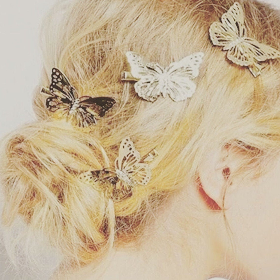 Pretty Gold Butterfly Hair Clips Butterfly Hair Accessories | Etsy