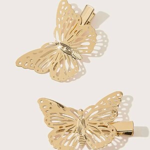 Pretty Gold Butterfly Hair Clips Butterfly Hair Accessories - Etsy