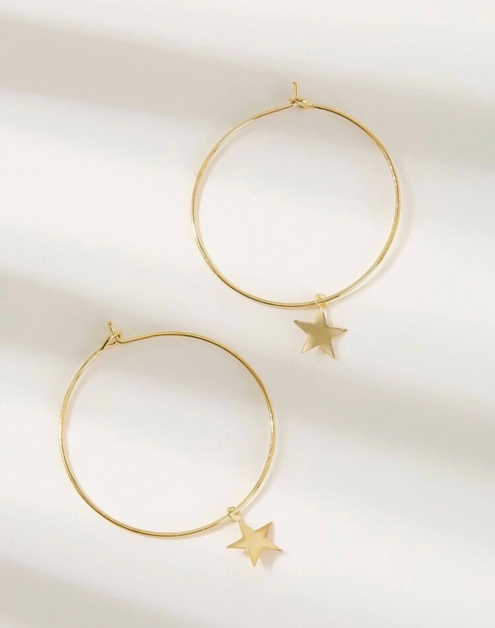 Small Gold Star Hoops Hoop Earrings With Star Charms | Etsy