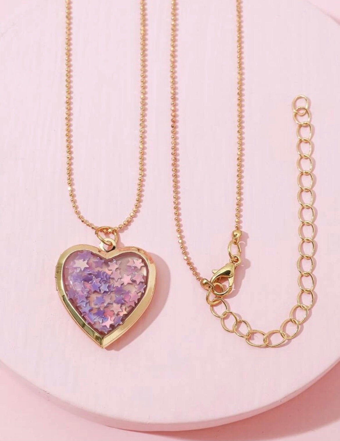 Purple and Gold Heart Shaped Star Locket Purple Heart Locket - Etsy
