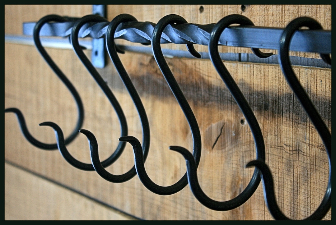 Hand Forged Pot Rack Hooks: Large Cast Iron Pan Hangers (set of 3) - Etsy