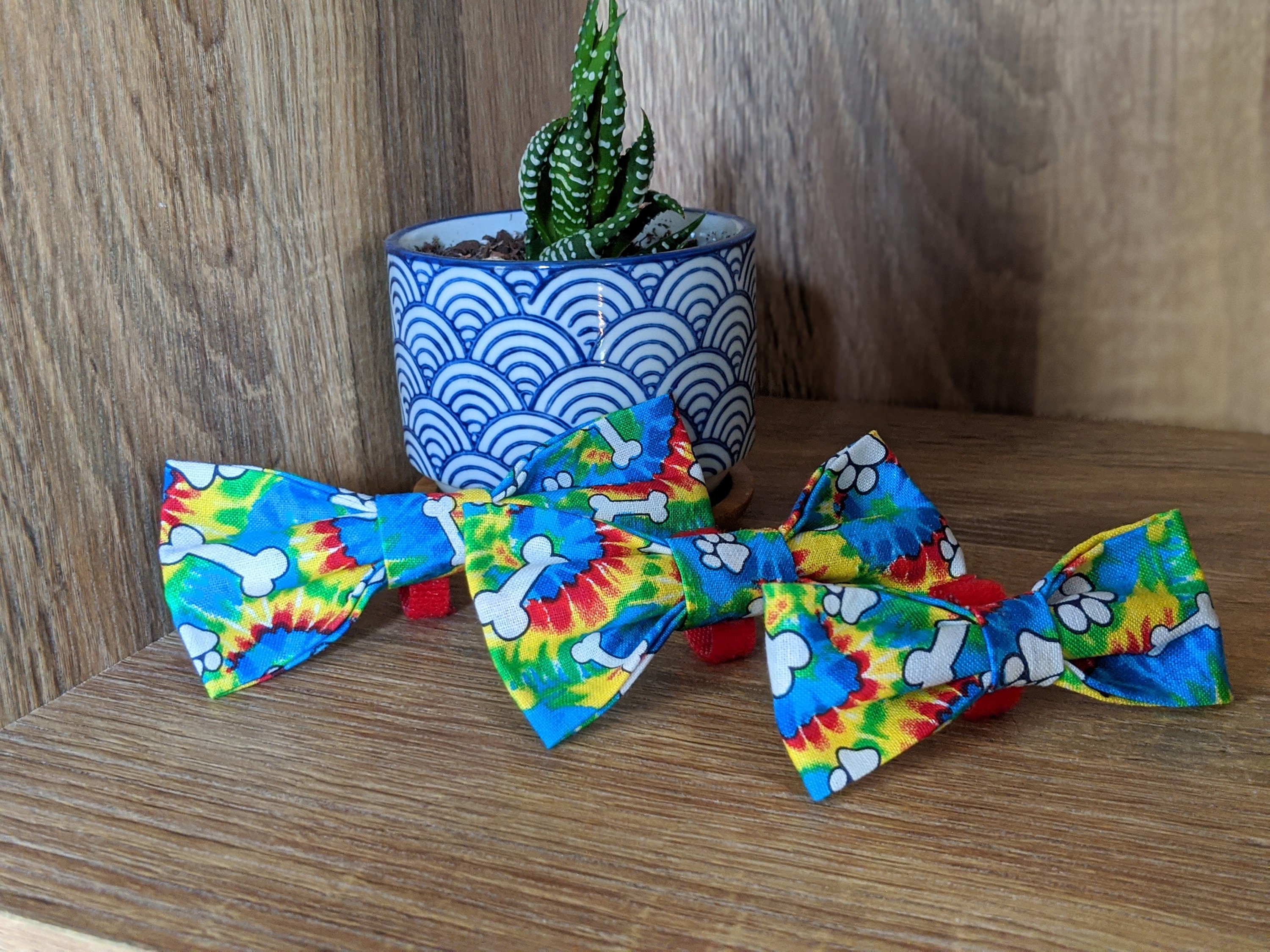 Tie-dye Bones Dog Bow Tie - Etsy