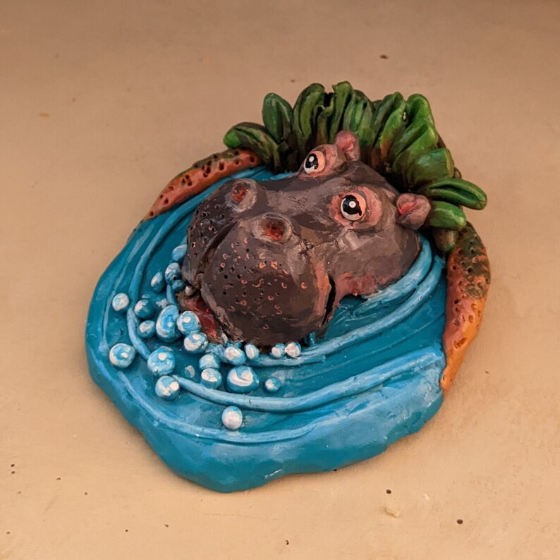 Hippo Blowing Bubbles Figurine - Etsy