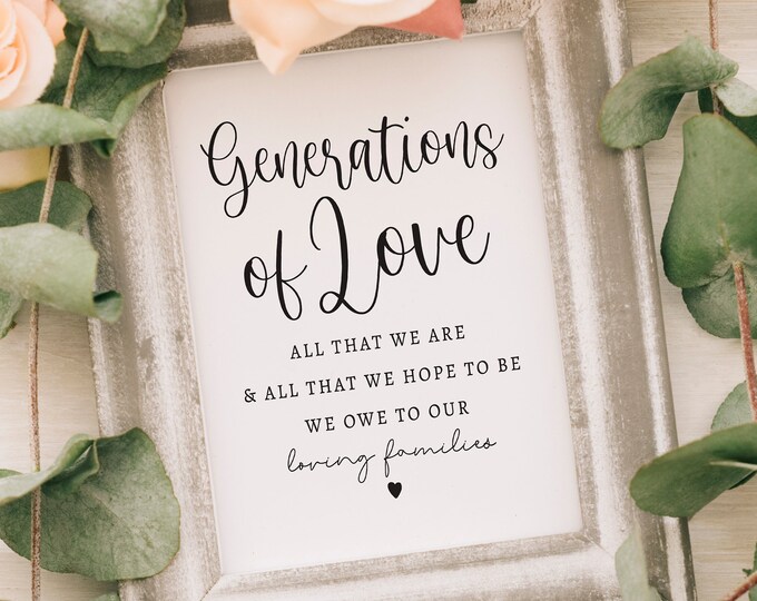 Generations of Love, Generations Sign, Generations Wedding, Wedding ...