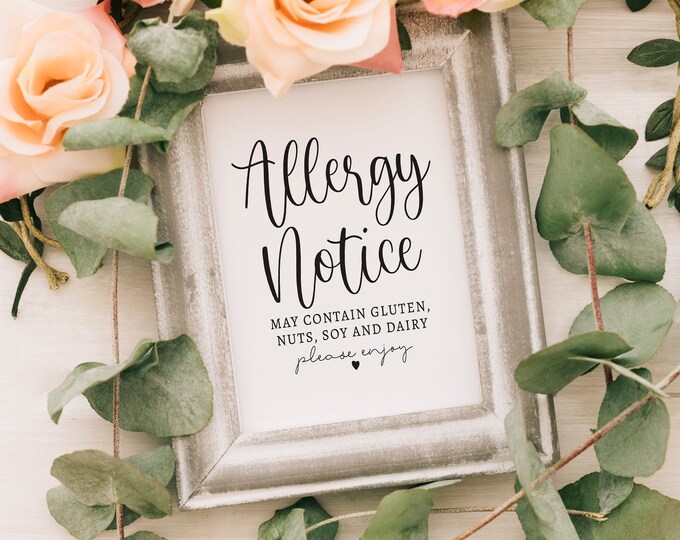 Gluten Free, Wedding Allergy Sign, Allergies, Gluten Free, Special ...