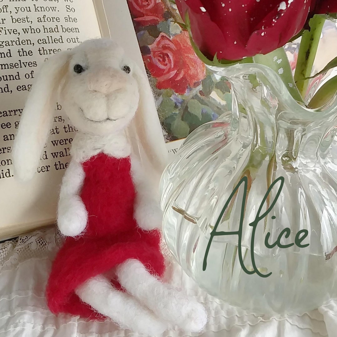 Rabbit Felted Animal Figurine Booklover Gift Whimsical - Etsy