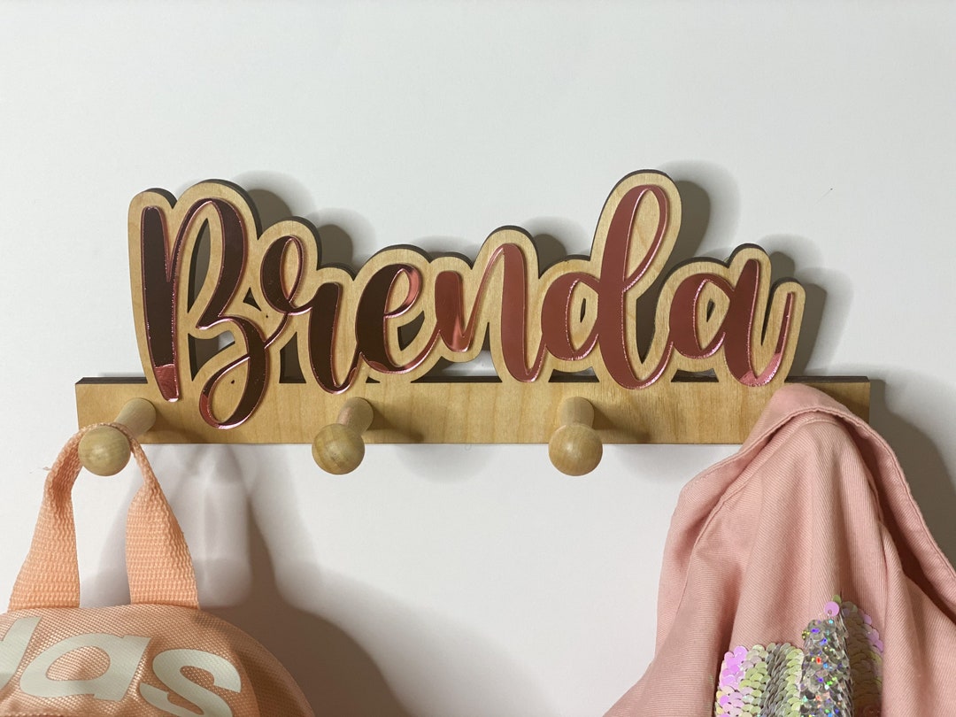 Personalized Coat Rack -kids Room- Wallpeg - Wood Coat Rack - Acrylic ...