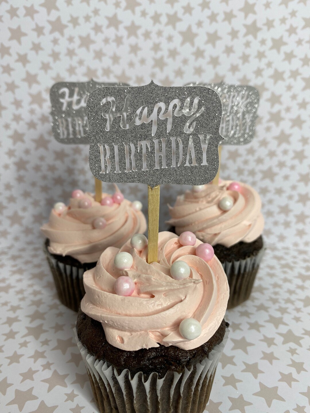 Happy Birthday Cupcake Toppers (set of 12 Toppers ) - Birthday Cupcake ...