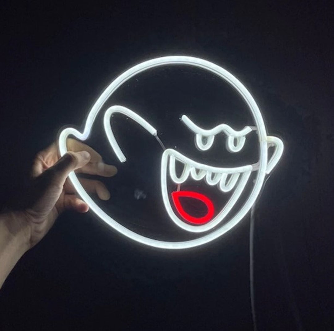Boo Neon Sign Cute Ghost Neon Sign Super Mario Boo Neon - Etsy