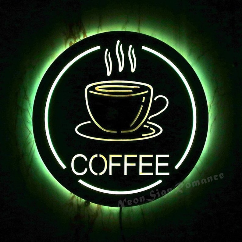 Custom Coffee Shop LED LOGO Light Sign丨wall Mirror for | Etsy