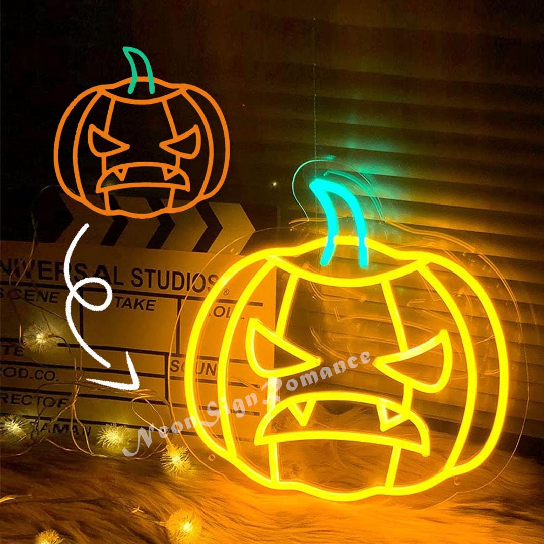 Halloween Pumpkin Neon Sign LED Neon Light Halloween Art Wall Decor ...