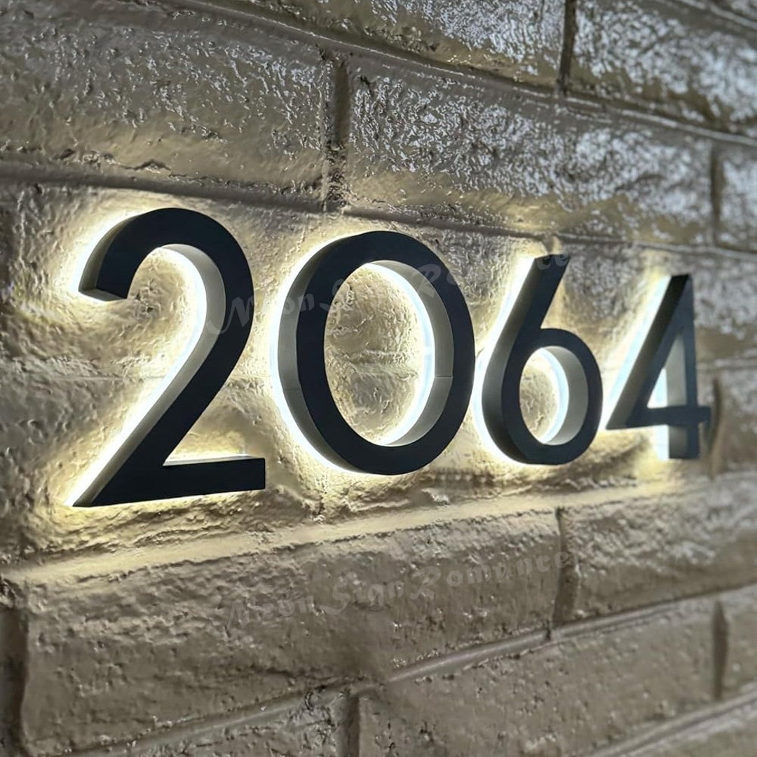 Custom Illuminated Address Number Sign, Metal Backlit Door Number,led ...