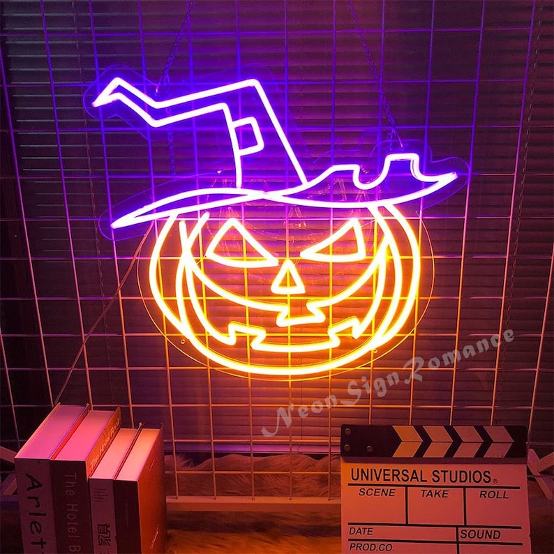 Pumpkin Witch Hat Halloween Neon Sign,custom Neon Sign, Front Door Sign ...