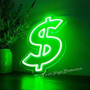 Money Neon Light Sign for Indoor Home Decor丨green LED Sign for Wall ...