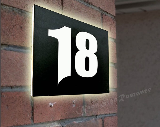 Custom Glowing Address Sign - LED Backlit House Numbers & Street Name ...