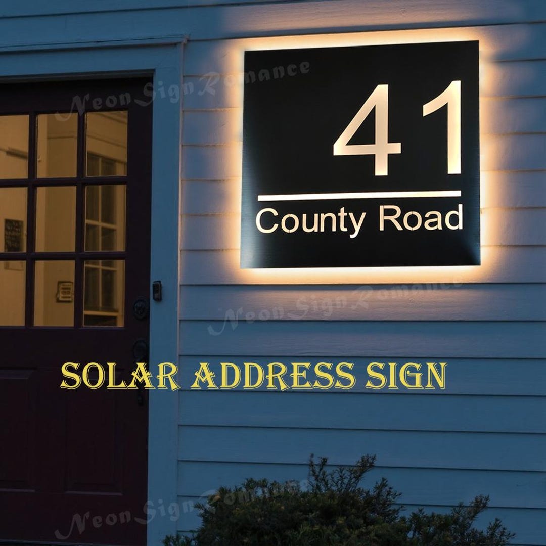 Custom LED House Numbers - Personalized Glowing Metal Address Plaque ...