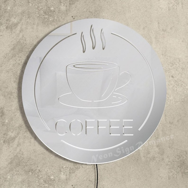 Custom Coffee Shop LED LOGO Light Sign丨wall Mirror for - Etsy