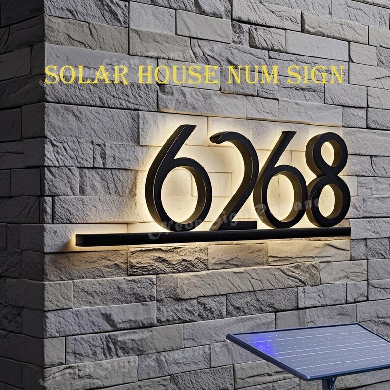Custom Solar LED House Number Sign for Outdoor Use(door/yard/garden ...